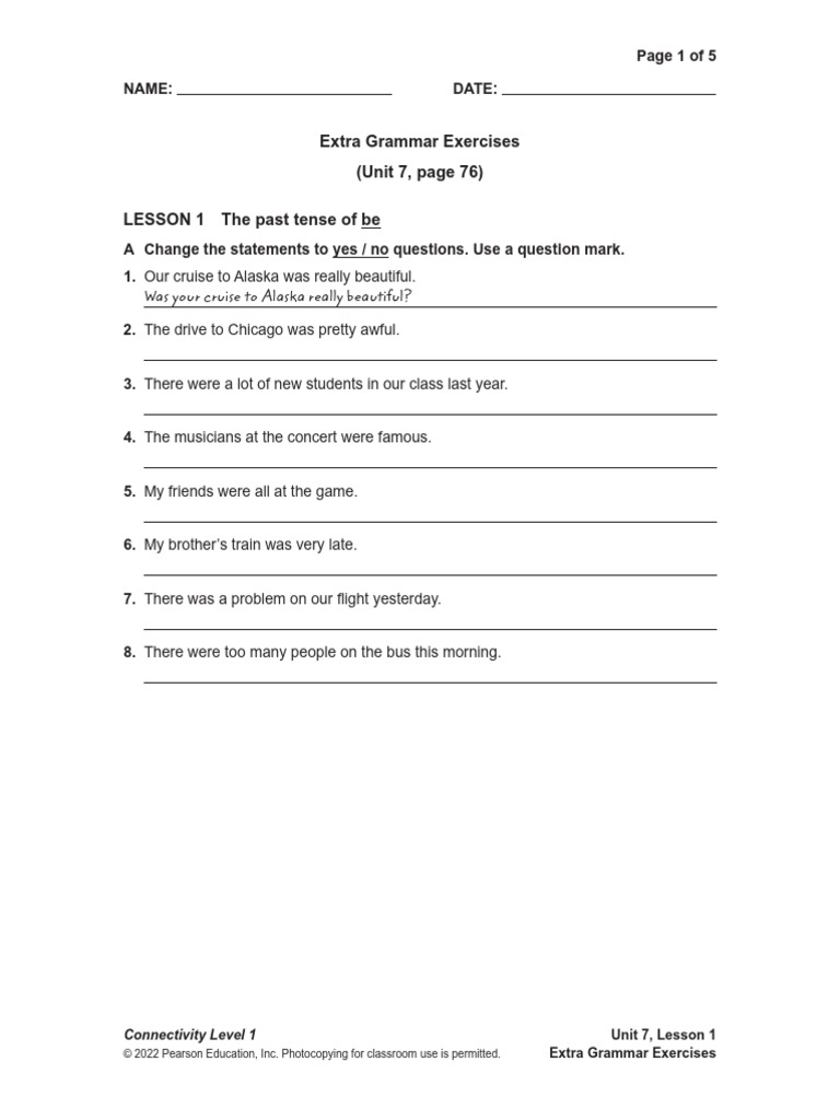 CTY1 Extra Grammar Exercises Unit 7 | PDF | Language Arts & Discipline