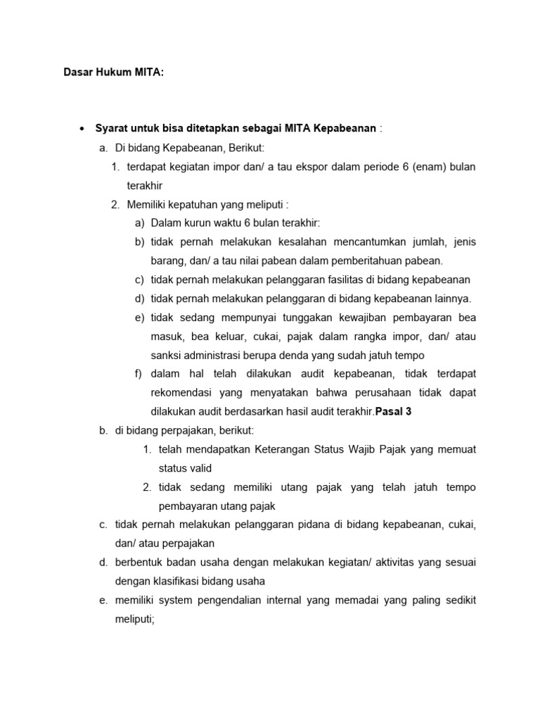 Dasar Hukum MITA | PDF