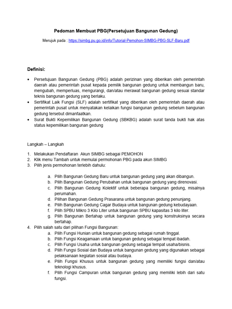 Panduan Lengkap Permohonan PBG | PDF