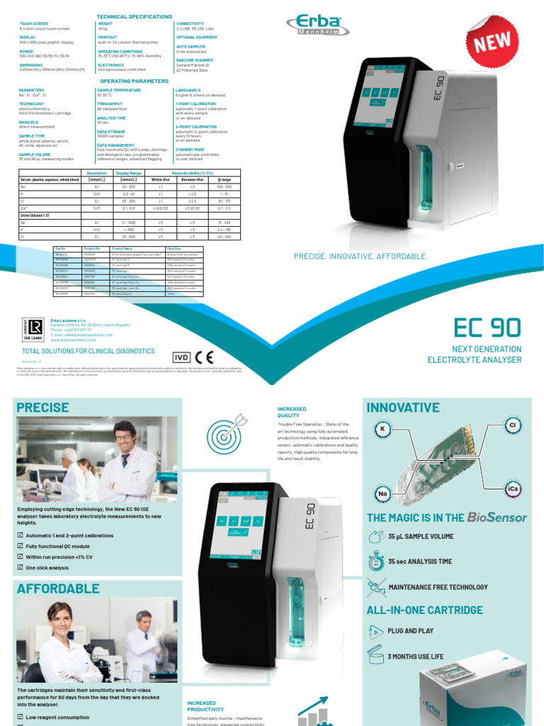 EC 90 Electrolyte Analyser Overview | PDF