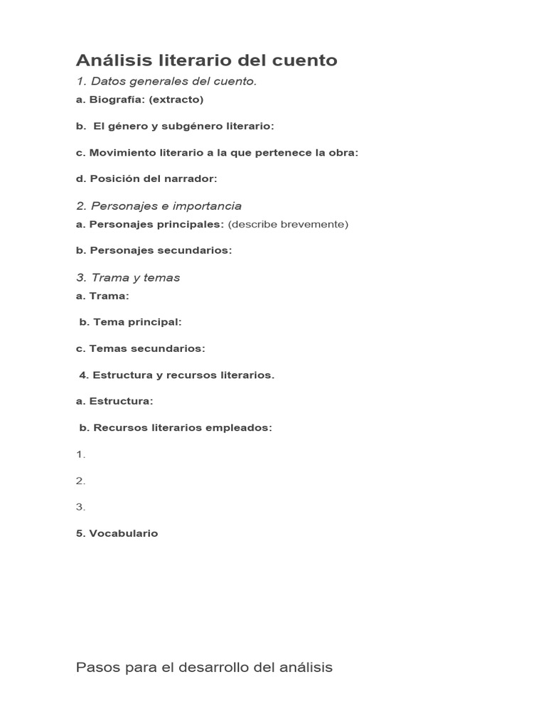Análisis Literario Del Cuento | PDF | Narración | Narrativa