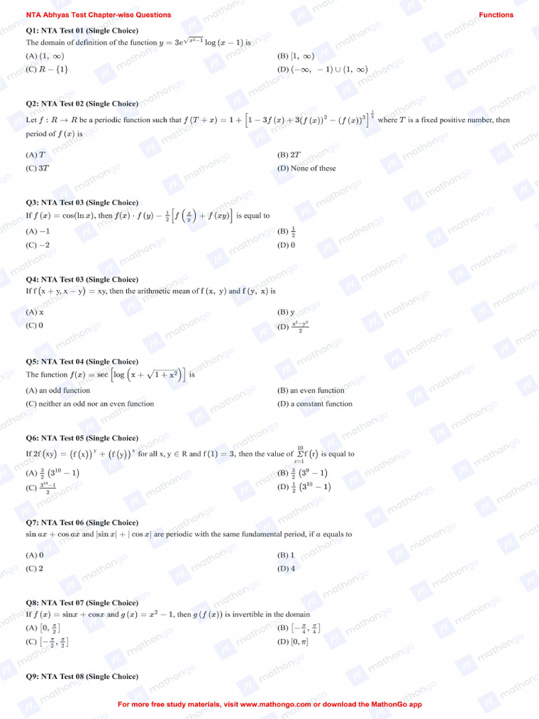 02_functions(NTA) | PDF