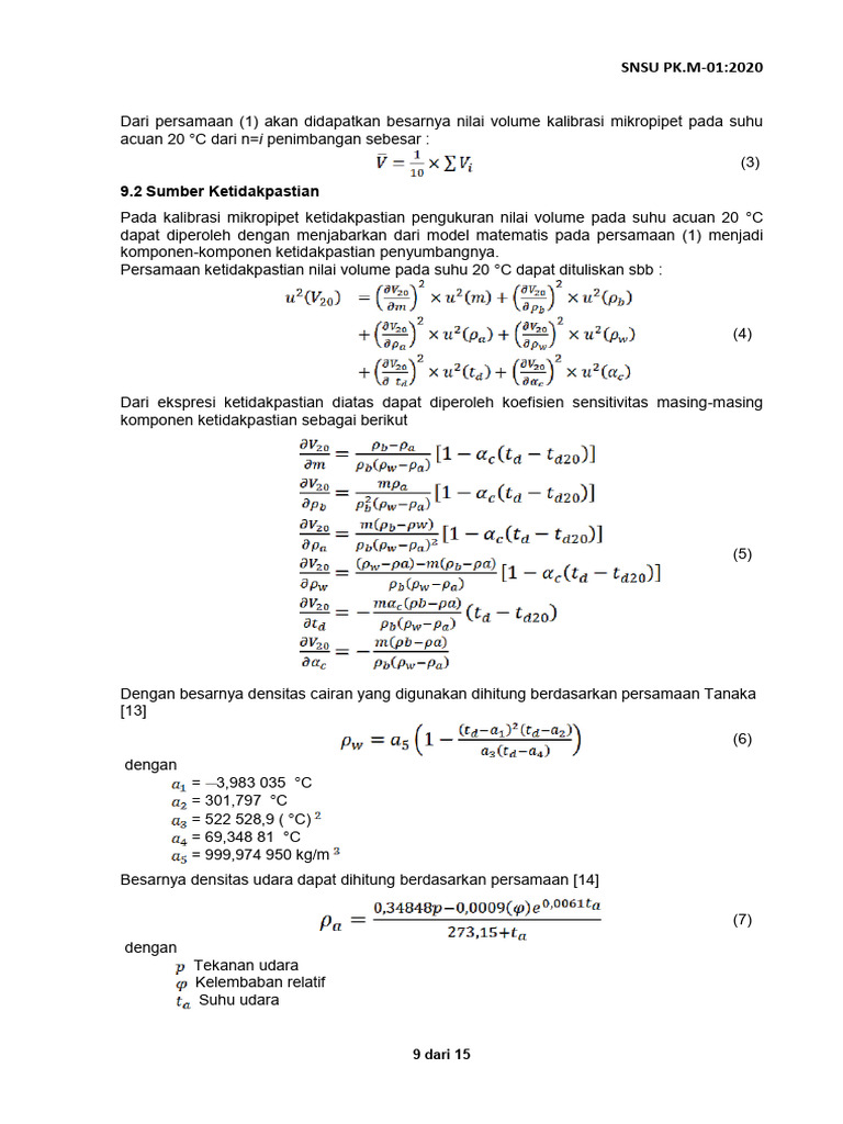Rumus Ketidakpastian Kalibrasi Mikropipet | PDF