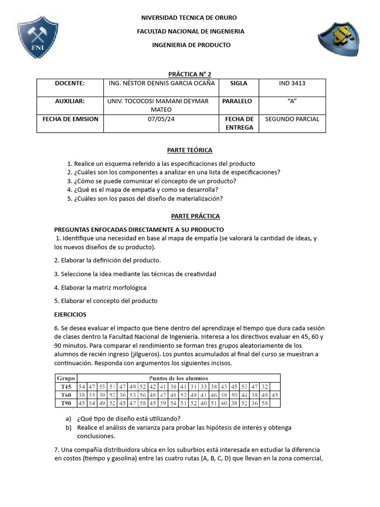 Practica 2 Aux IND3413 | PDF | Experimentar | Cognición
