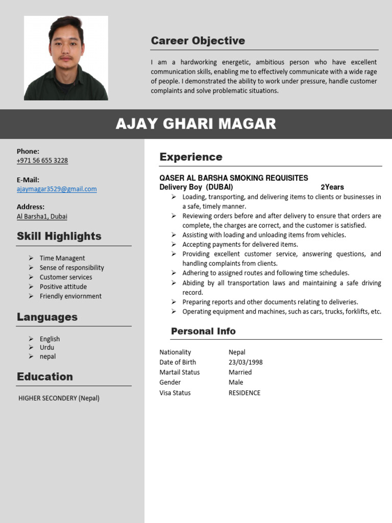 Ajay New Edit CV | PDF | Transport