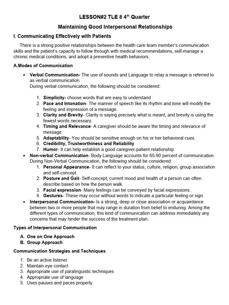 Handout#2 Maintaining Good Interpersonal Relationships | PDF ...