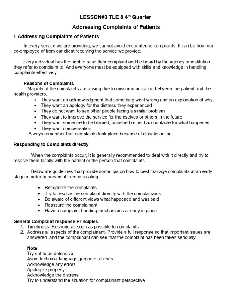 Handling Patient Complaints Effectively | PDF | Patient | Health Care