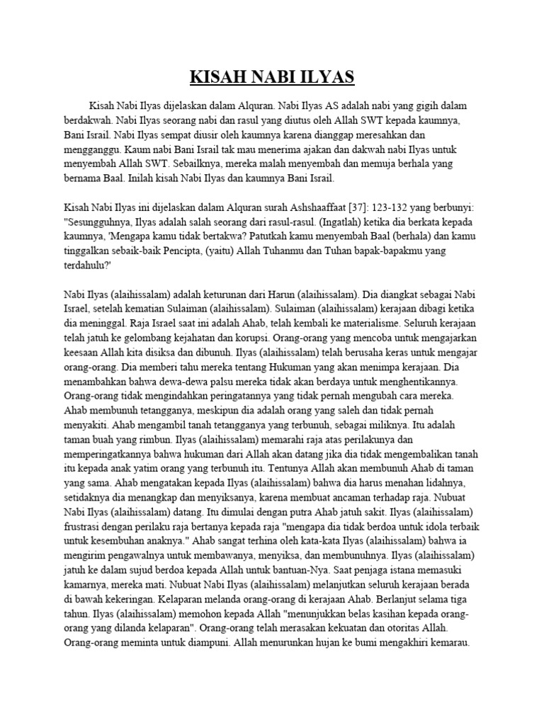 Kisah Nabi Ilyas | PDF