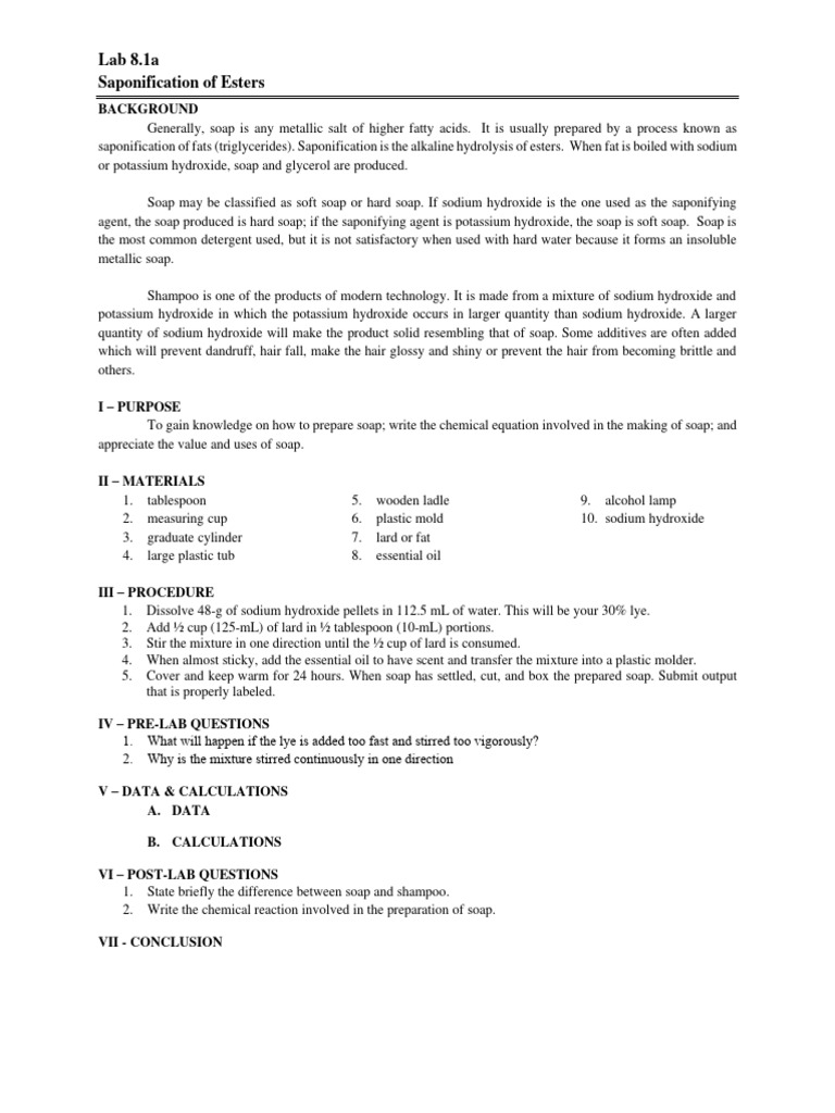 Saponification Process for Soap Making | PDF | Soap | Sodium Hydroxide