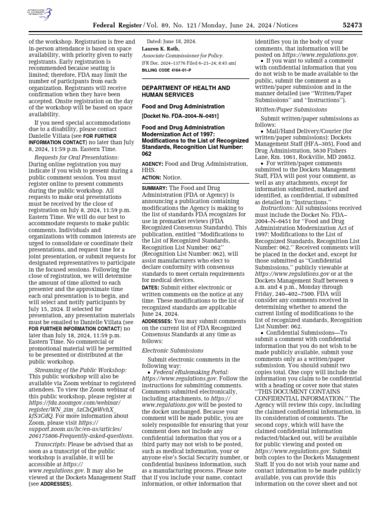 Federal Register / Vol. 89, No. 121 / Monday, June 24, 2024 / Notices ...