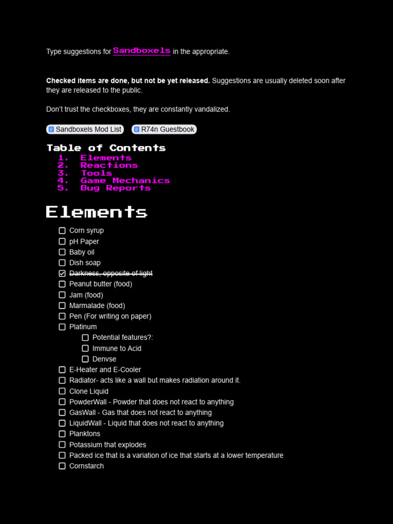 Sandboxels Suggestions | PDF | Water | Chemical Elements