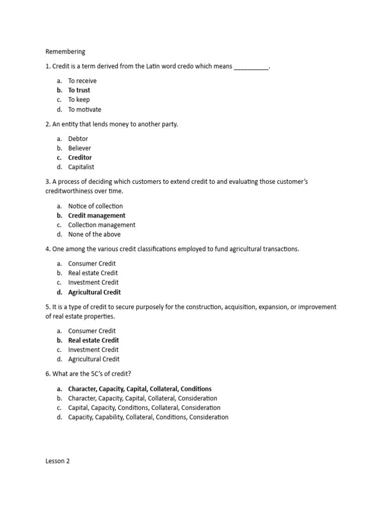 Key Considerations in Credit Management | PDF | Credit | Finance ...