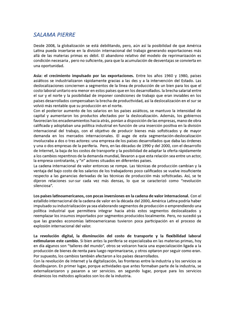 Salama Pierre | PDF | Proteccionismo | America latina