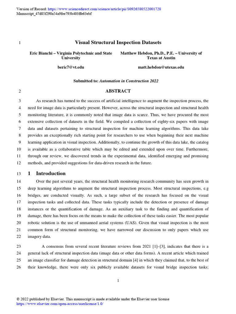 2022 - Visual Structural Inspection Datasets | PDF | Machine Learning ...