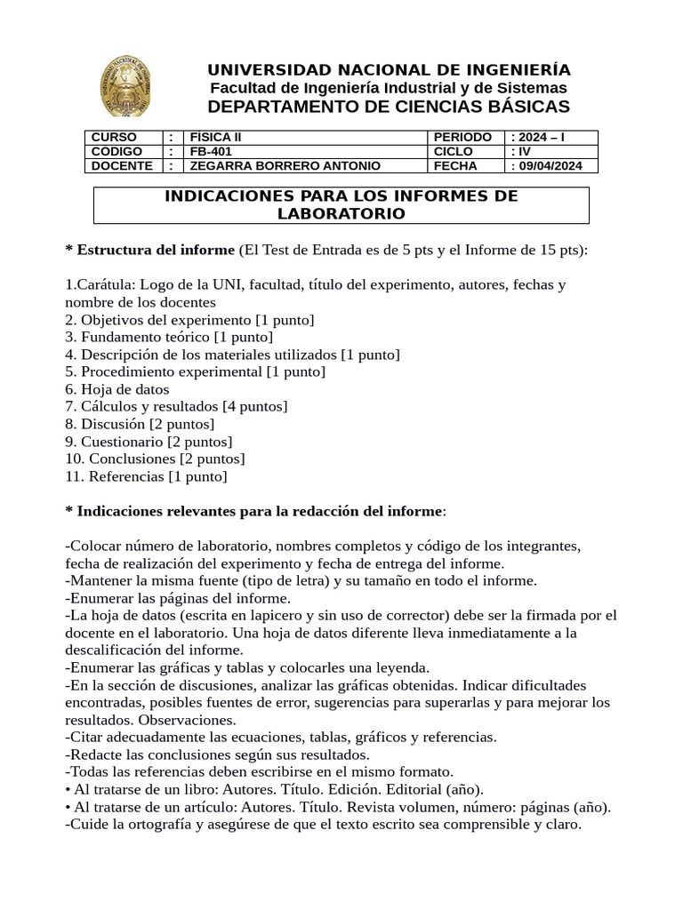 Indicaciones para Informes LABs | PDF