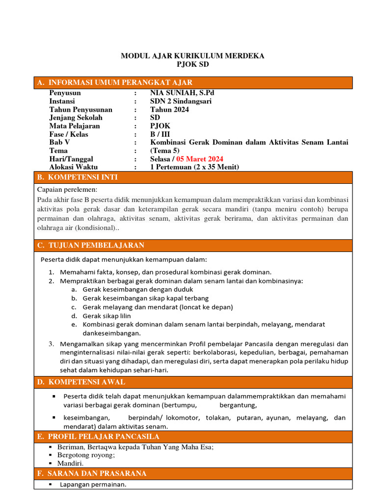 MA PJOK Model PBL KLS 3 | PDF | Karier & Perkembangan