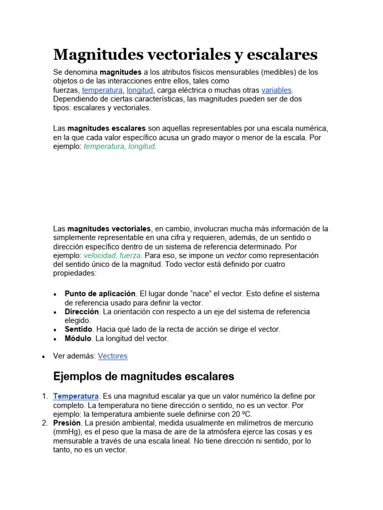 Magnitudes Vectoriales y Escalares | PDF | Vector Euclidiano | Aceleración