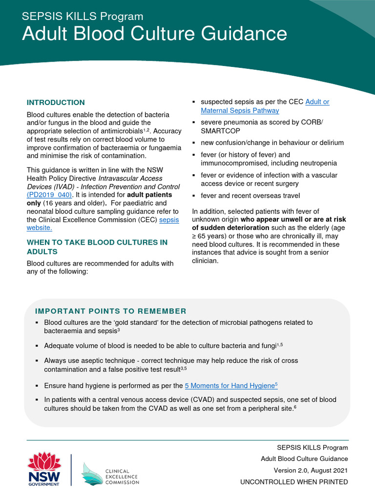 Adult Blood Culture Guidance | PDF | Medicine | Health Sciences
