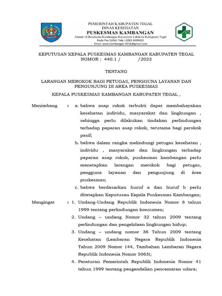 Larangan Merokok di Puskesmas Kambangan | PDF | Griya & Taman | Sains & Matematika