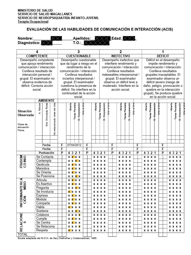 Hoja de Registro - Acis | PDF | Sicología | Ciencias del comportamiento