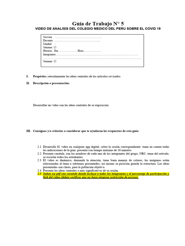 Guia de Trabajo N°15 | PDF