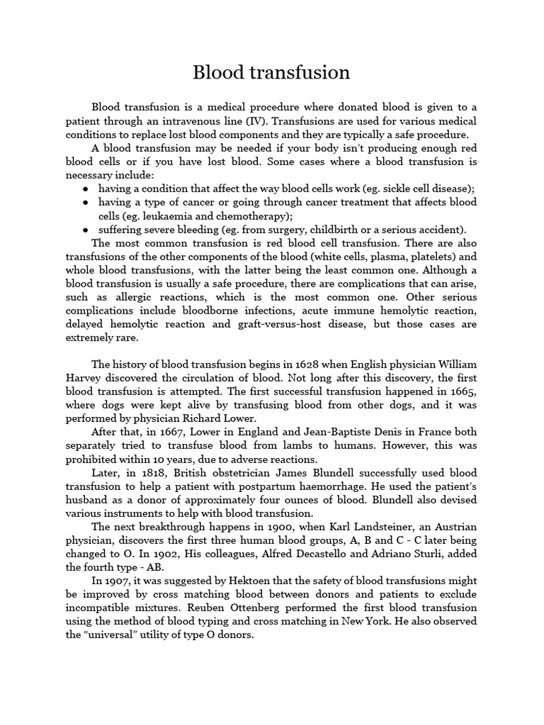 Blood Transfusion | Download Free PDF | Blood Transfusion | Blood