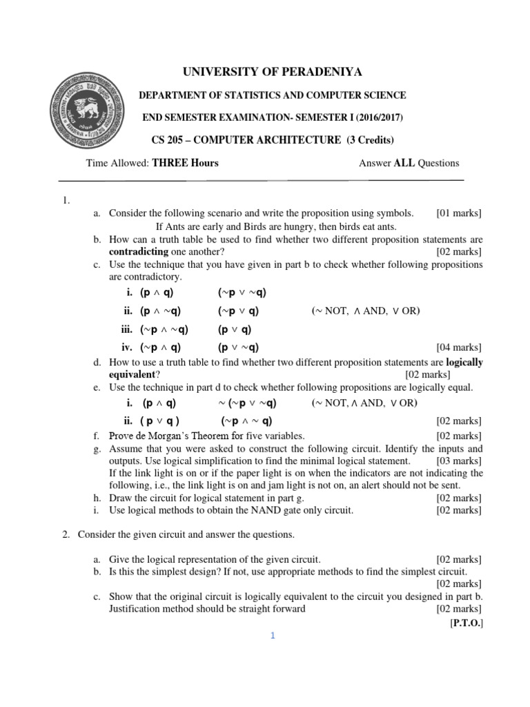 End CS 205 - 2017 | PDF | Computer Science | Digital Electronics