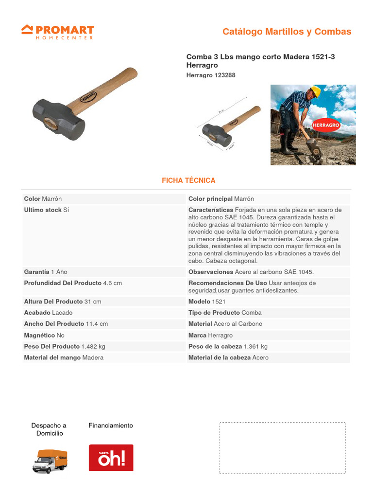 Comba 3 Lbs Herragro: Ficha Técnica | PDF