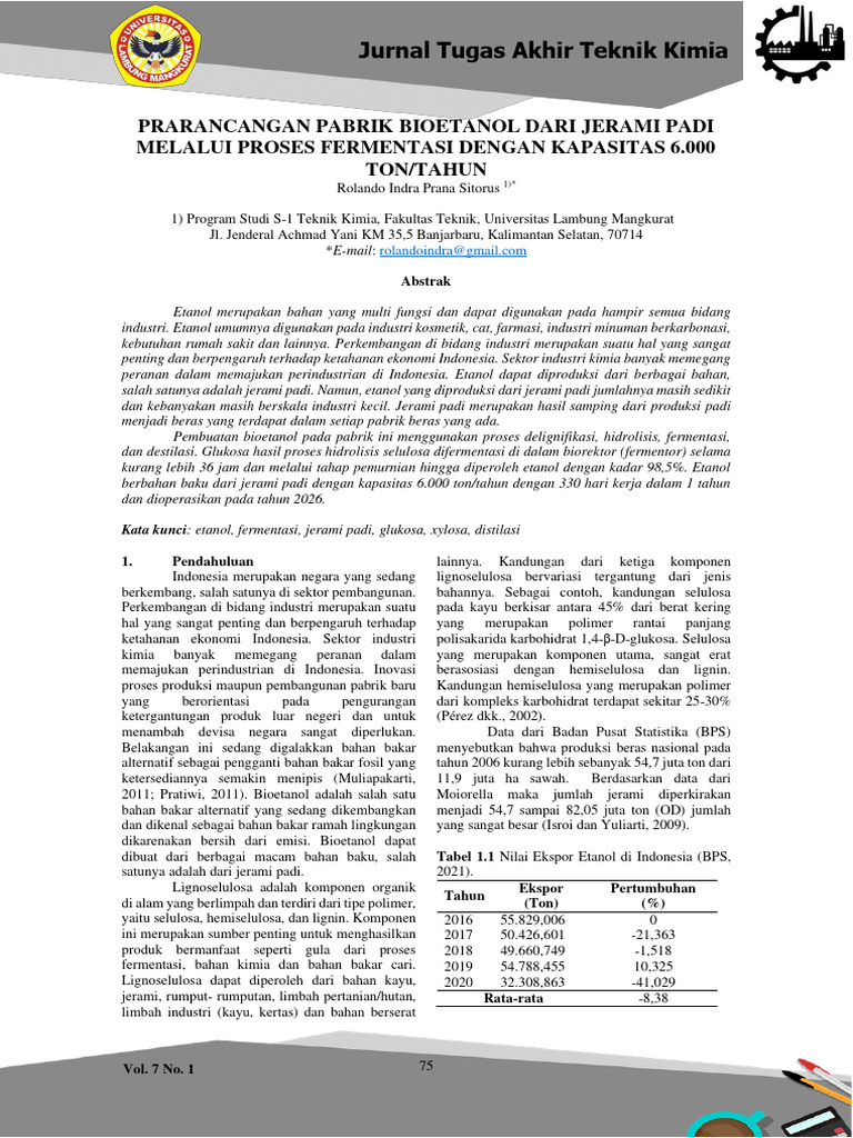 BIOETHANOL-JERAMI PADI (Rolando Indra Prana Sitorus) | PDF