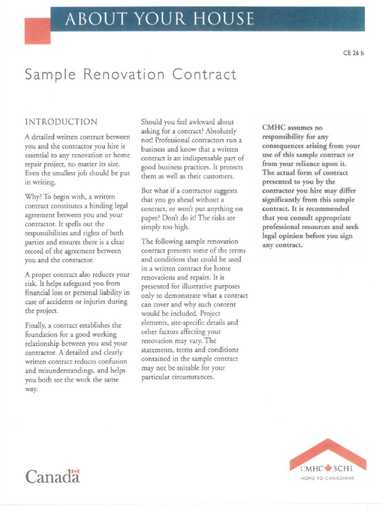 CMHC sample contract | PDF
