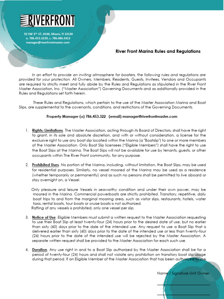 Marina Rules and Regulations - FINAL | Download Free PDF | Insurance ...