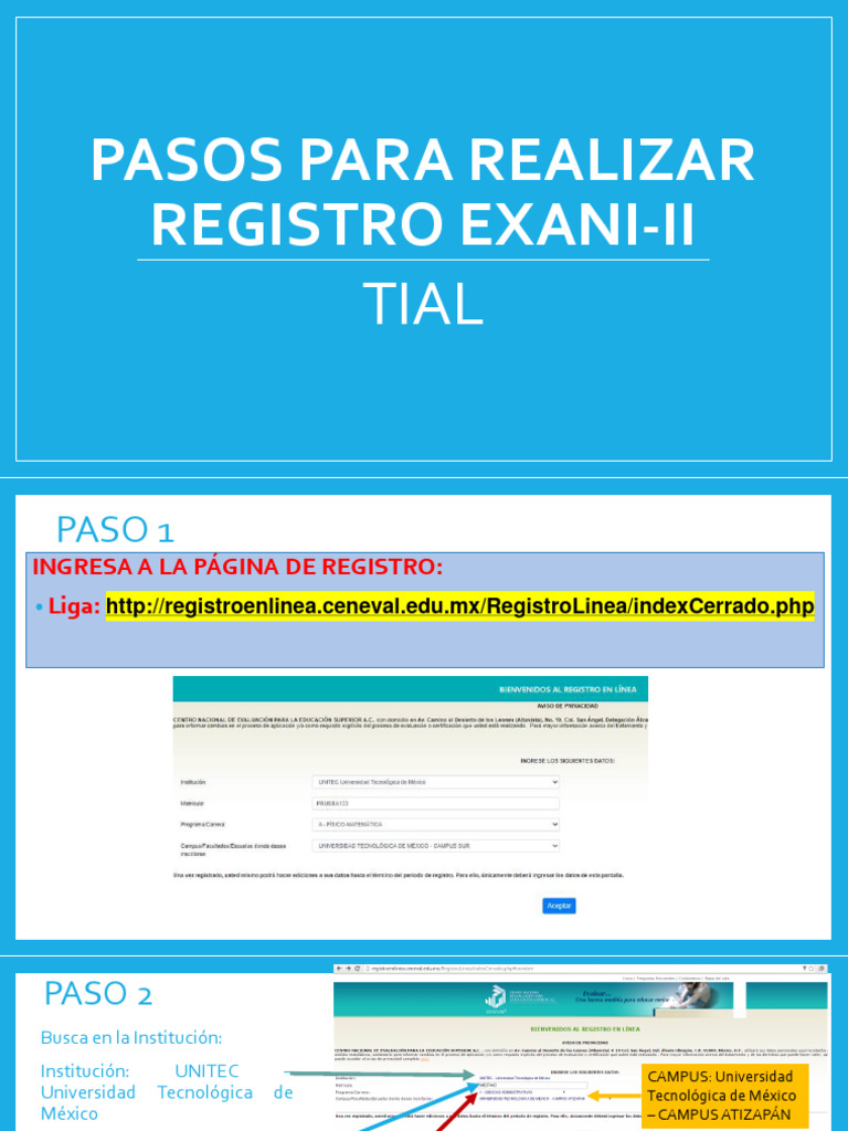 243 Pasos para Realizar Registro Exani-Ii | PDF