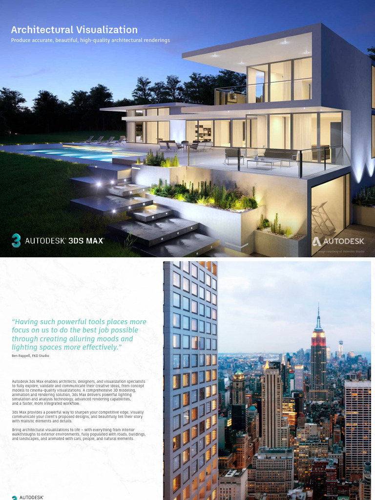 3ds Max Brochure - Architectural Visualization | PDF | Autodesk 3ds Max | 3 D Computer Graphics