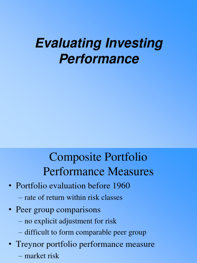 Evaluation of Portfolio Performance | PDF | Capital Asset Pricing Model ...