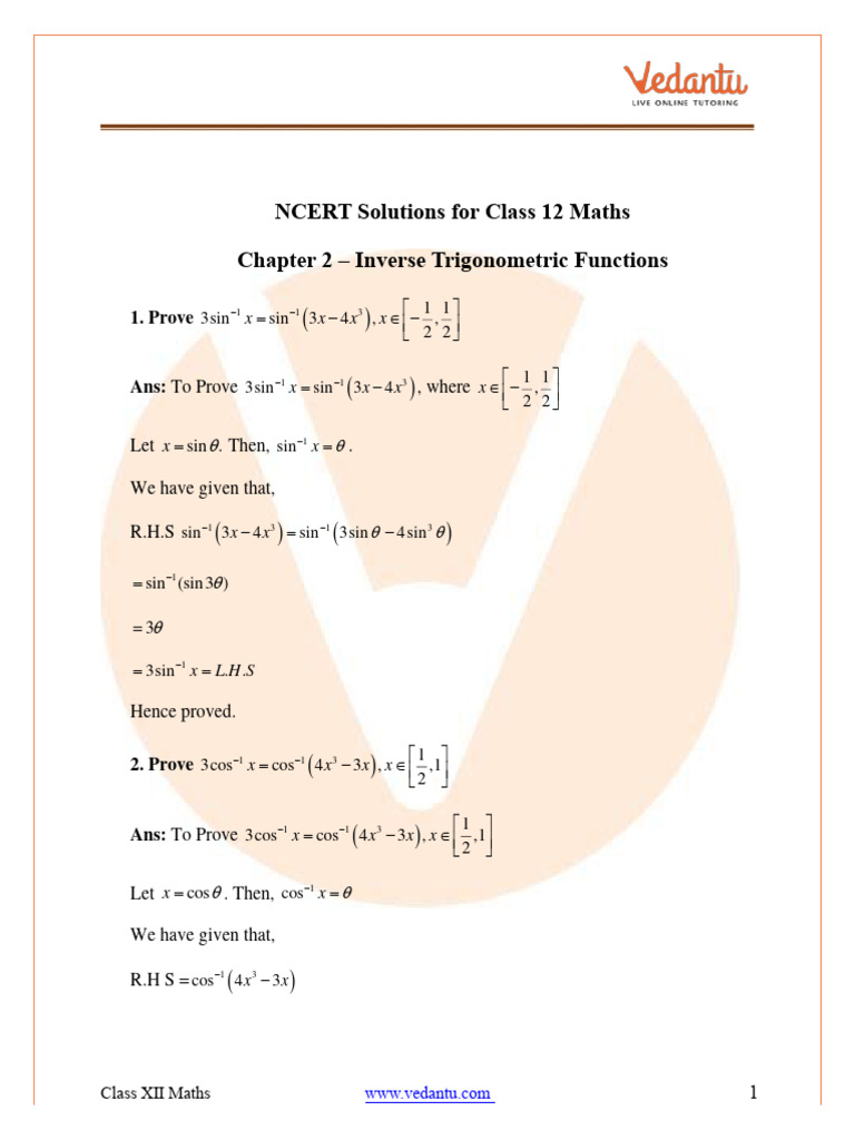 NCERT Solutions Maths Class 12 Chapter 2 Exercise 2.2 Inverse ...