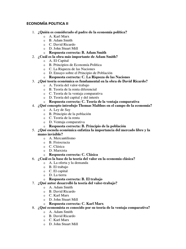 Banco de Preguntas Economìa Politica Ii | PDF | Capital (economía) | Dinero