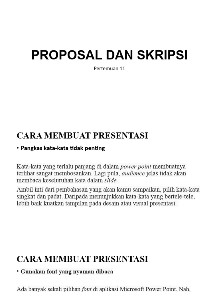 Pertemuan 11 - Pembuatan Presentasi Sidang Proposal Dan Skripsi | PDF
