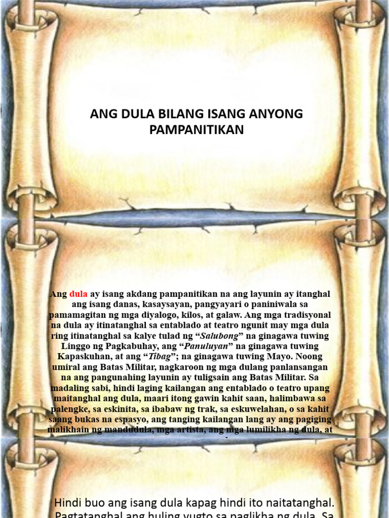 Ang Dula Bilang Isang Anyong Pampanitikan | PDF