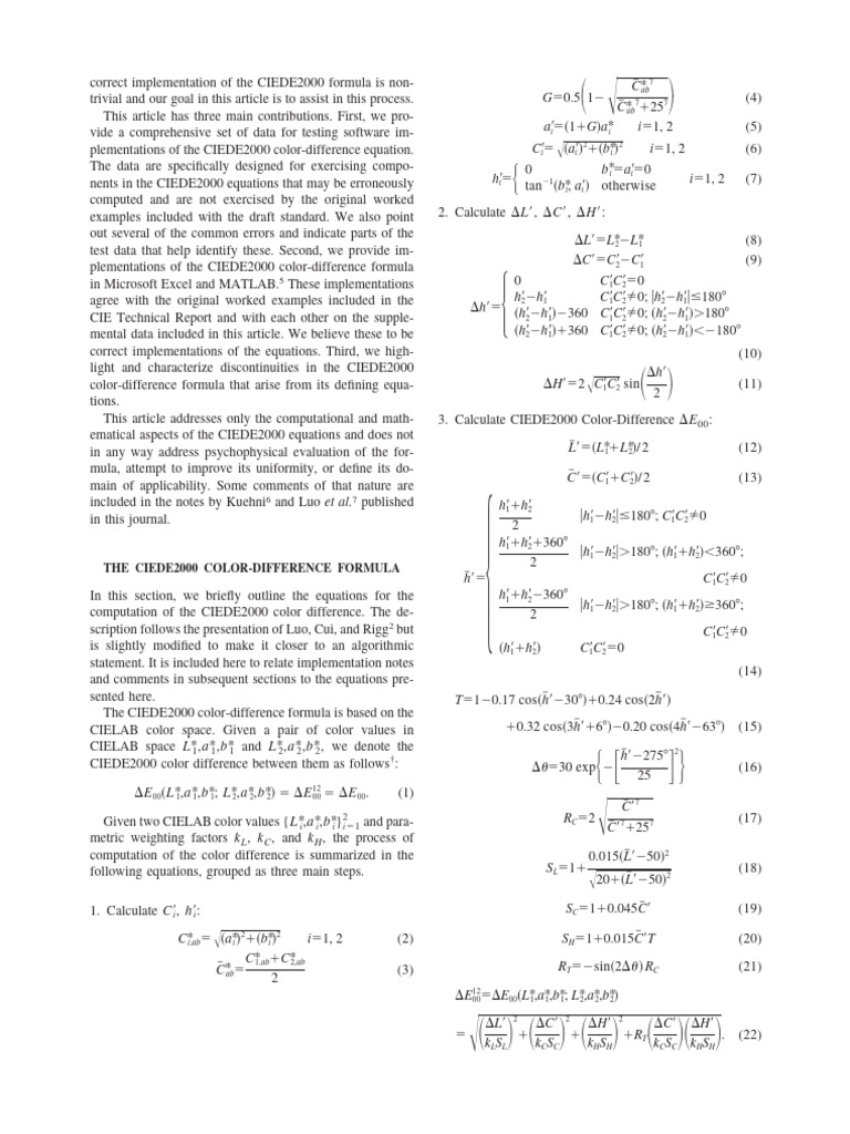 CIE2000 PDF Format REV1 | PDF | Computing | Applied Mathematics