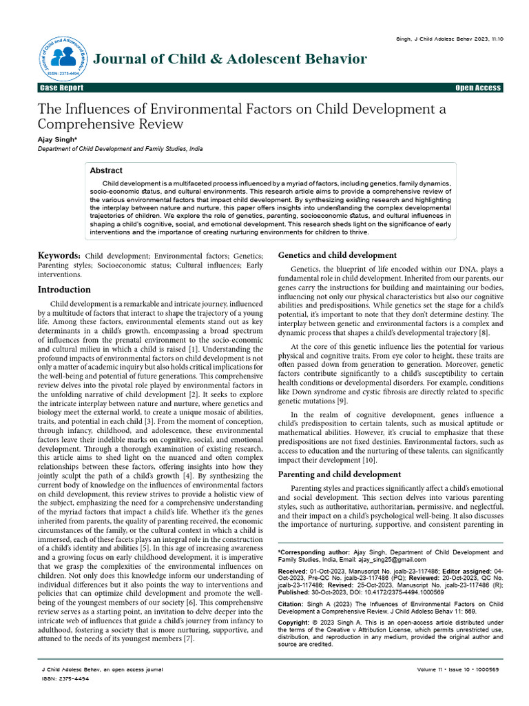 The Influences of Environmental Factors On Child Development A ...