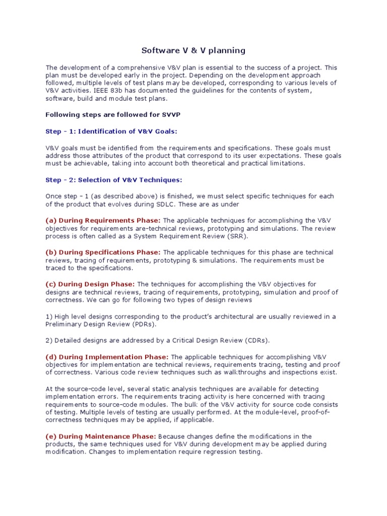 8c1f3software V & V Planning | PDF | Software Prototyping | Systems Theory