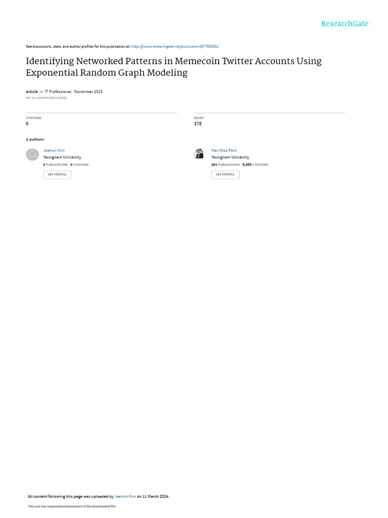 Identifying Networked Patterns In Memecoin Twitter Accounts Using Exponential Random Graph