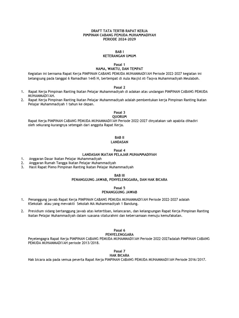 TARTIB Raker PCPM Muhammasiyah | PDF | Pengelolaan Keuangan & Uang