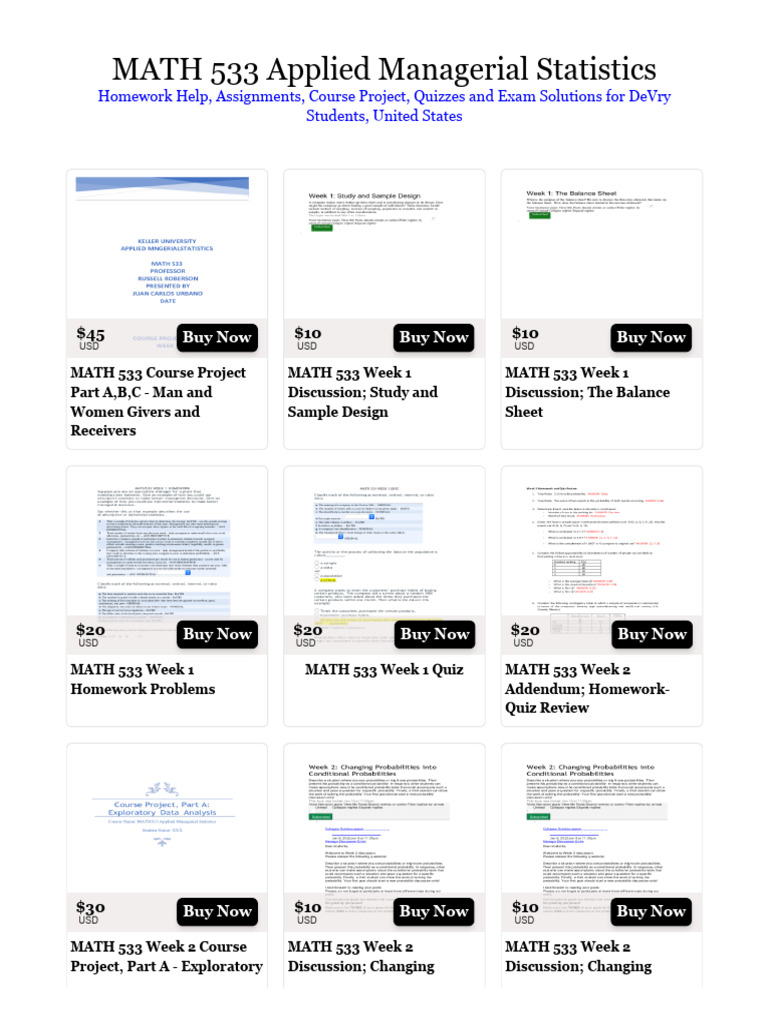 MATH 533 Applied Managerial Statistics | PDF | Statistics | Mathematics