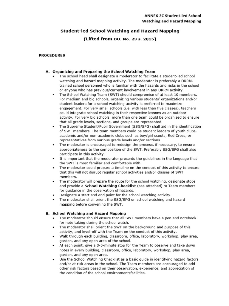Student-Led School Hazard Mapping Guide | PDF