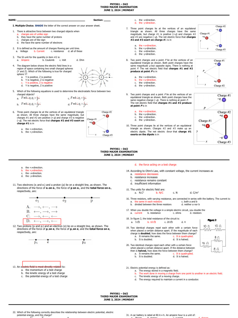 Third-Exam Answer | PDF | Electrical Resistance And Conductance | Electrical Resistivity And ...