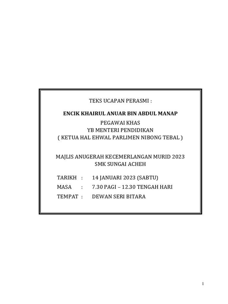 Teks Ucapan Perasmi Makem | PDF