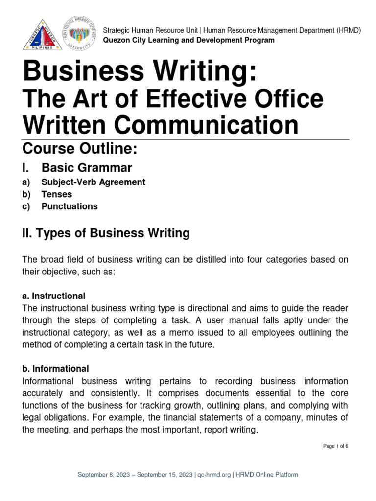 BW - Handout | PDF | Writing | Human Communication