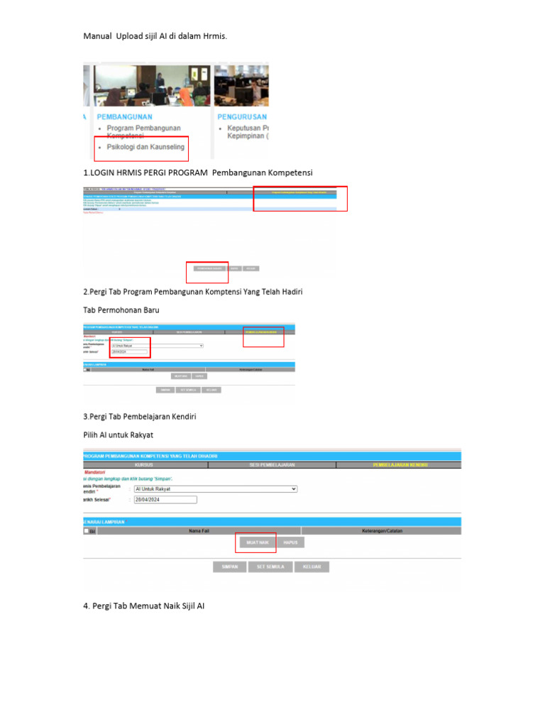 Manual Pengguna Upload Sijil Ai Dalam Hrmis | PDF
