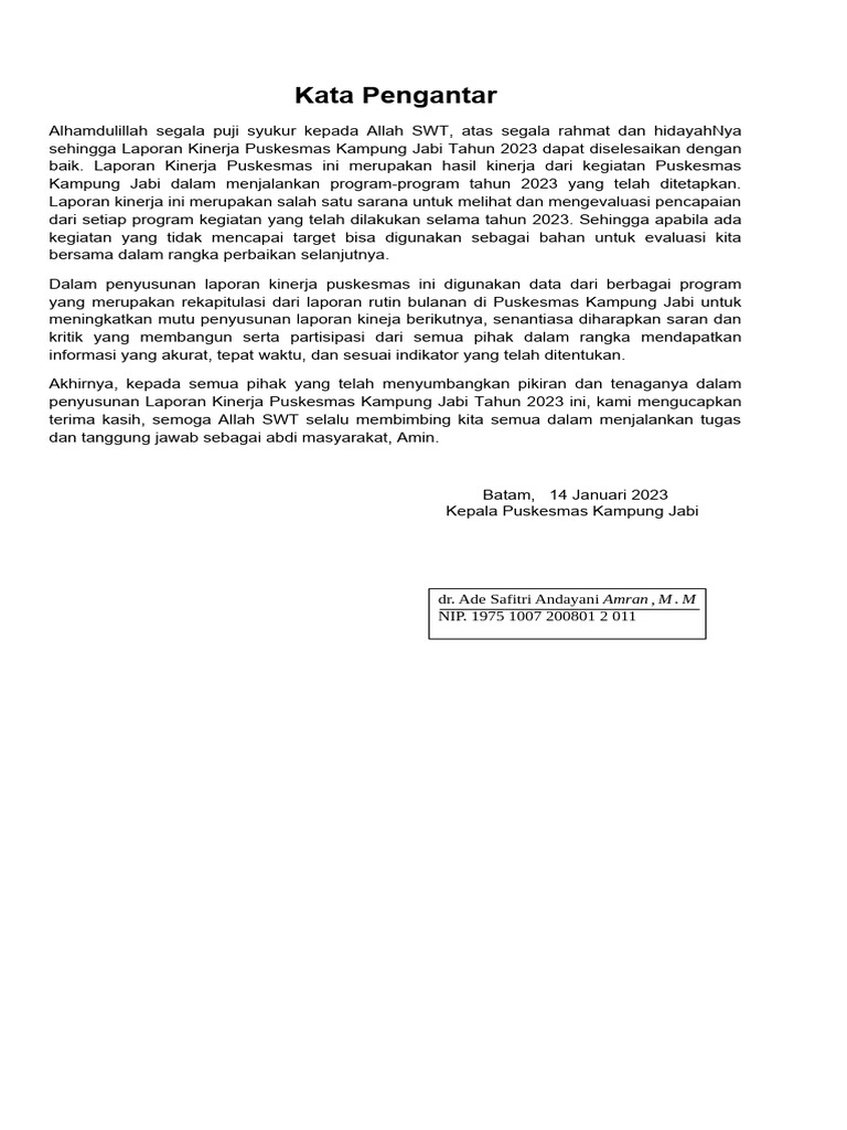 Program Mutu 2023 PKM Kampung Jabi | PDF